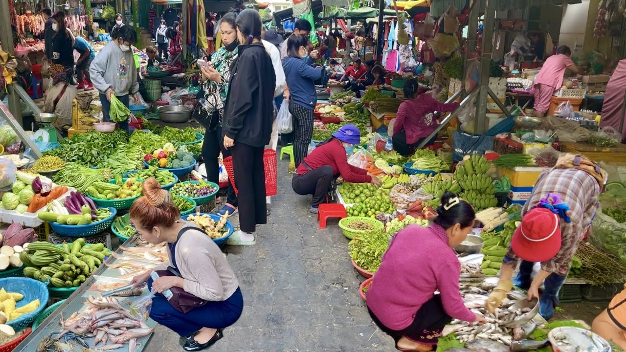 Lifestyle Vendors Market Food @Beoung Trabek: Pork, Vegetable, Pickle ...