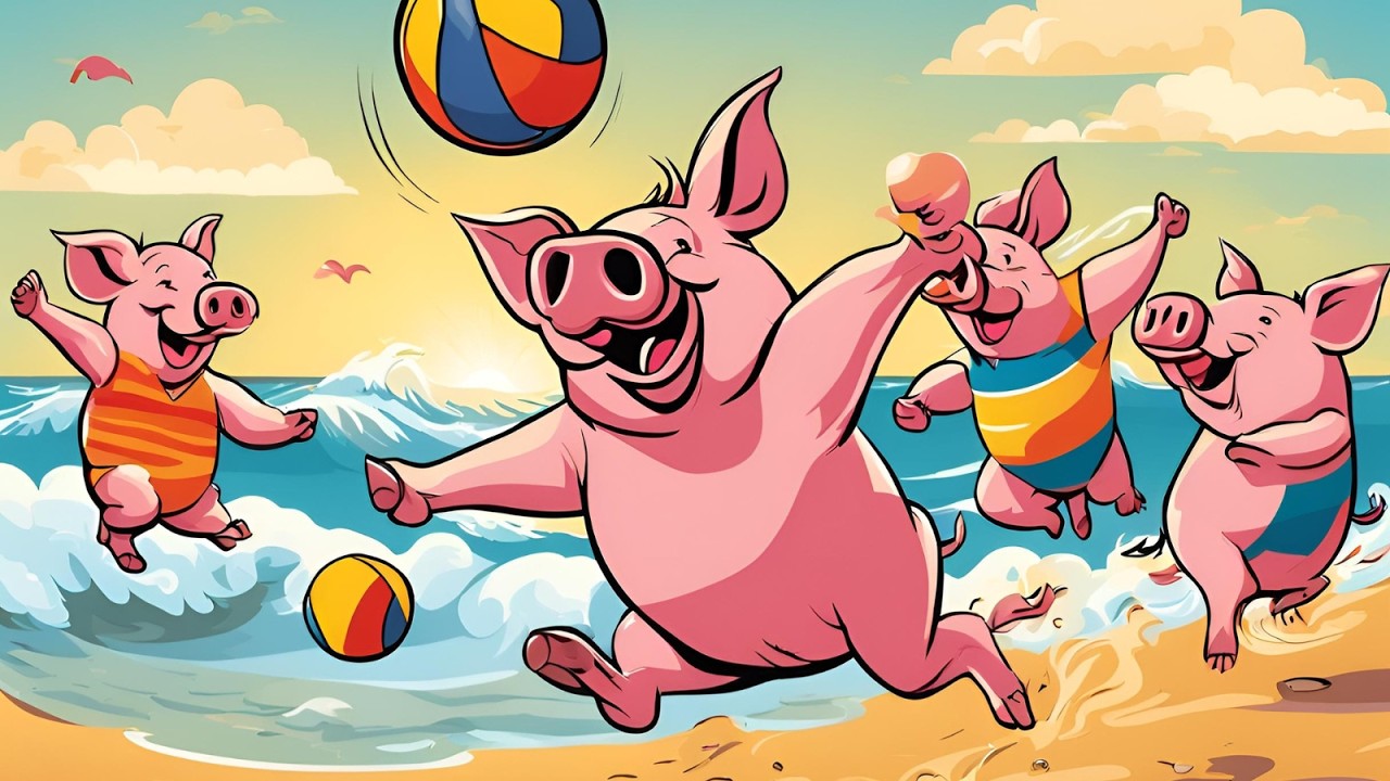 Super Cute Pig Playing Volleyball – Sing Along - YouTube