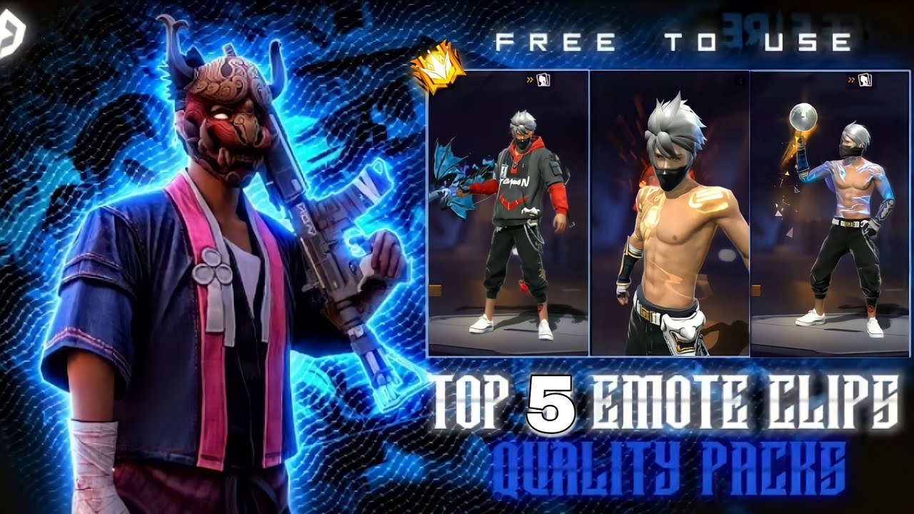 TOP 5 HD QUALITY CLIPS || FF CLIPS FOR EDITING 💥 TOP 5 EMOTES, TOP 5 HD ...