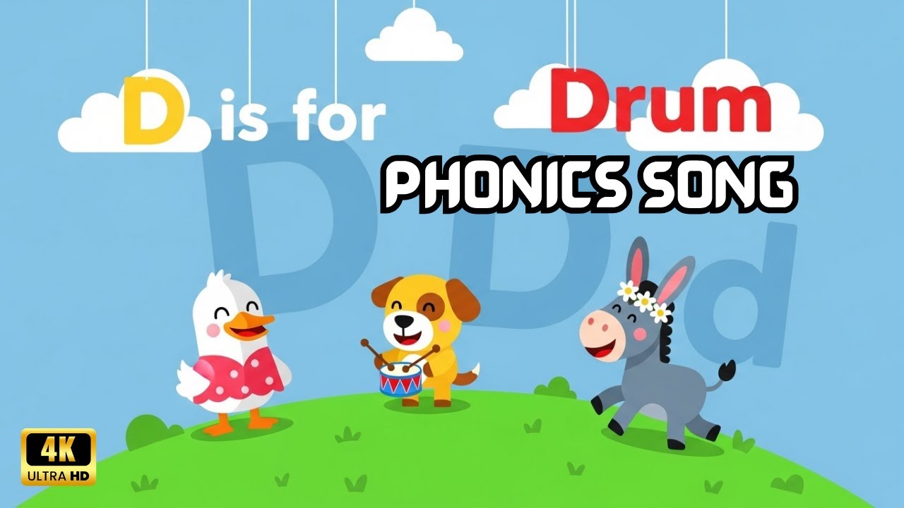 Letter D Phonics Song | D is for Dog | Dog Drum Duck Door | Learn D ...