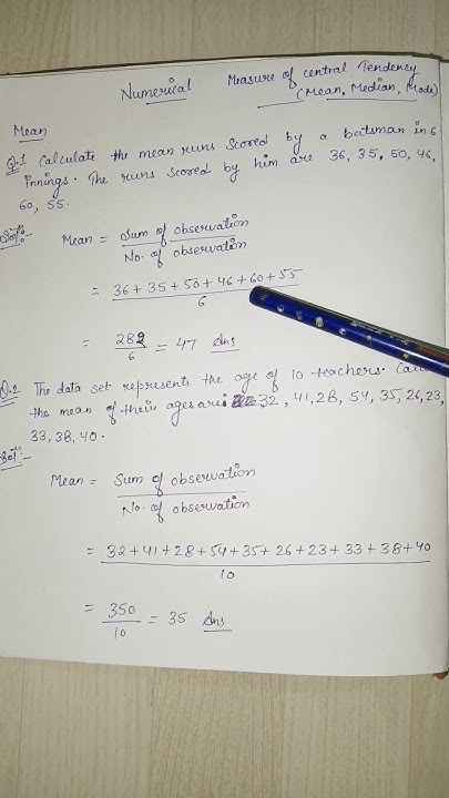 Central Tendency | Mean numerical|Mean question with solution in hindi|statistics#ytshortsvideo ...
