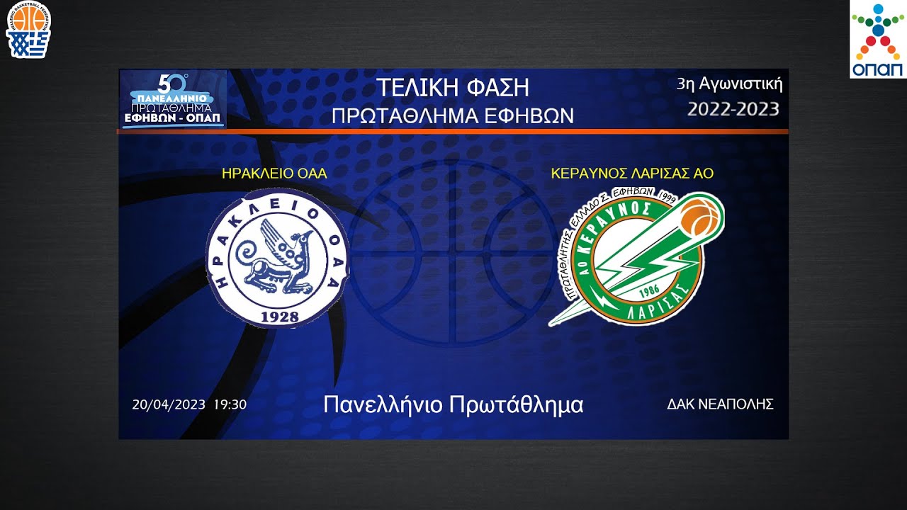 50ο Πανελλήνιο Εφήβων: 20/04, 19.30 ΗΡΑΚΛΕΙΟ ΟΑΑ – ΑΟ Ν. ΚΕΡΑΥΝΟΣ ...