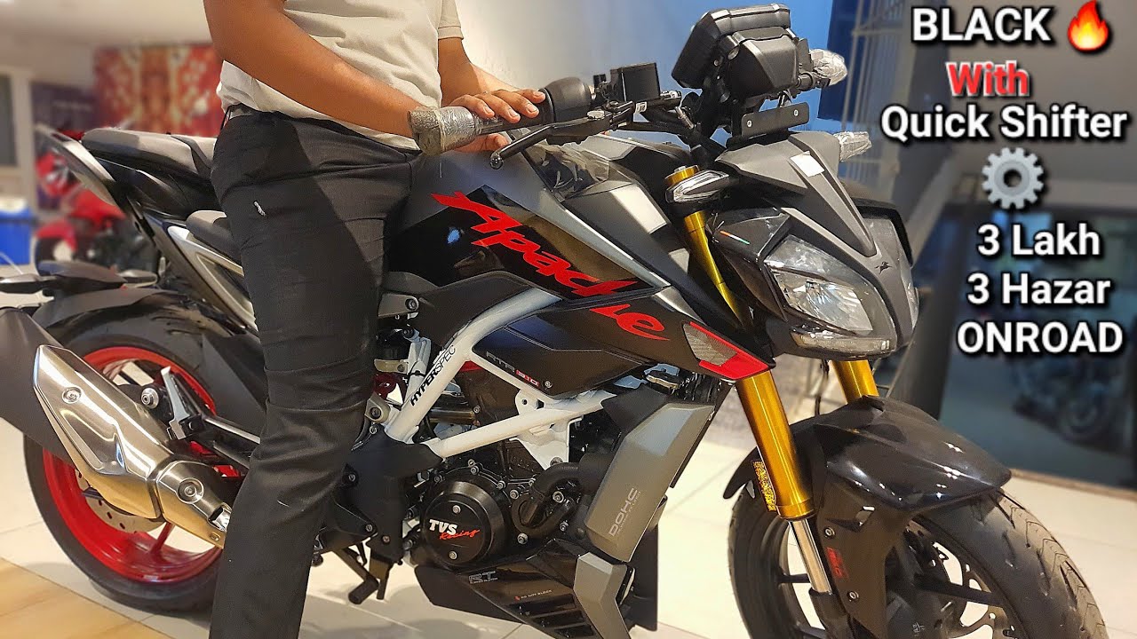 TVS Apache RTR 310 Black🔥 With Quick Shifter⚙️Review with ONROAD Price ...