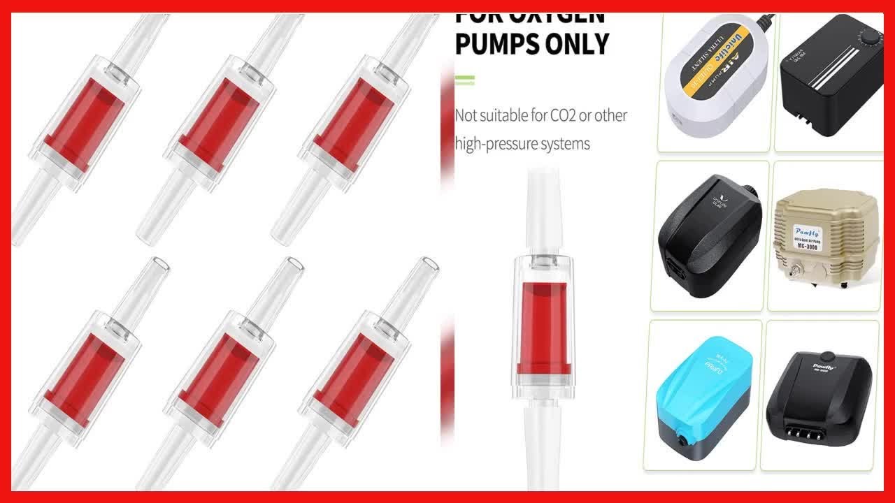 Pawfly 6 PCS Aquarium Check Valves for Common Air Pumps Red Plastic One ...