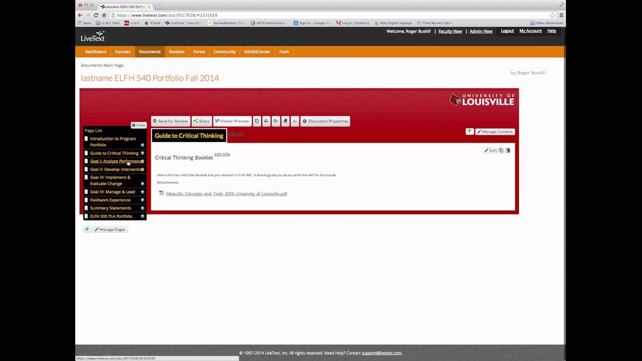 U of L ELFH 540 How to complete your Livetext Portfolio - YouTube