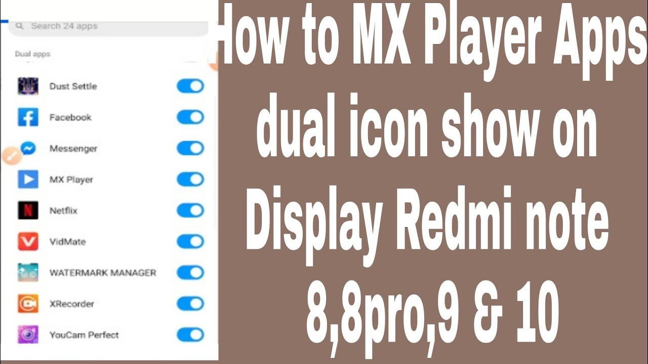 How to MX Player Apps dual icon show on Display Redmi note 8,8pro,9 ...