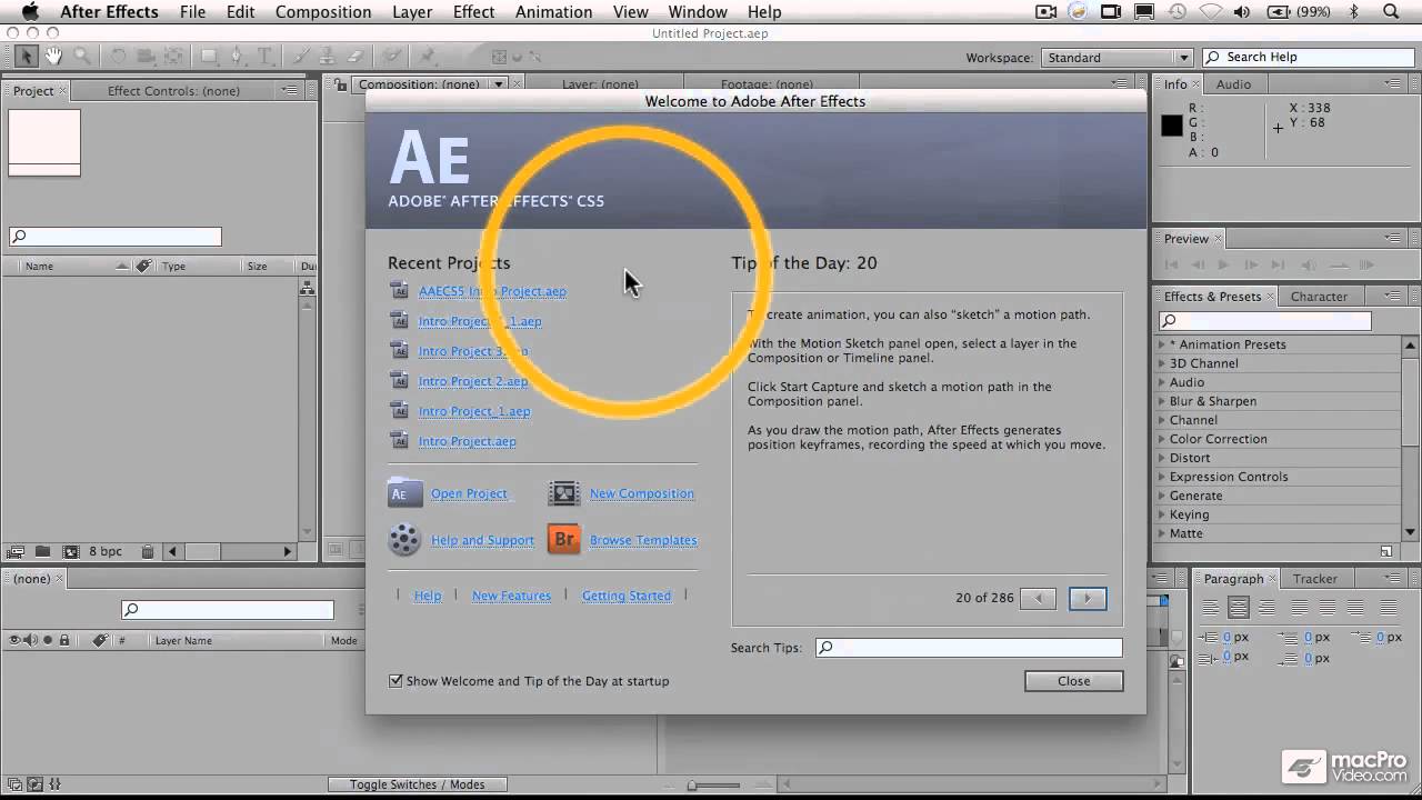 2. Windows and Workspaces - After Effects CS5 101: Core After Effects ...