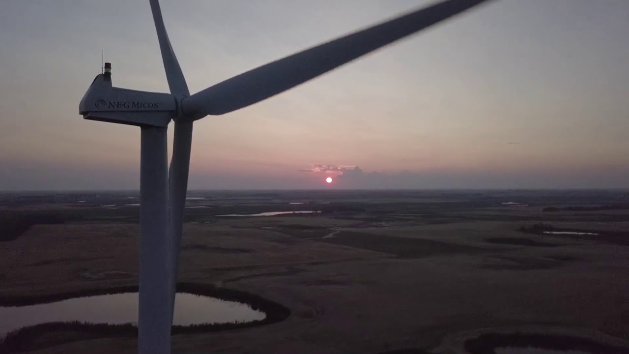 North Dakota wind turbine sunset - YouTube