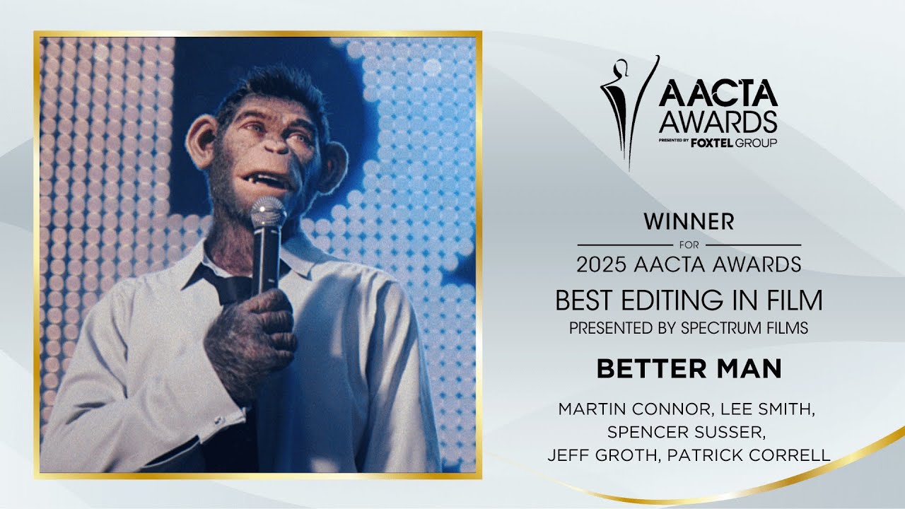 Better Man wins the AACTA Award for Best Editing in Film - YouTube