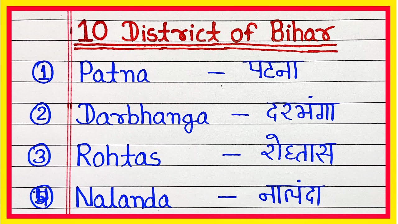 10 districts name of Bihar | Districts name in english and hindi ...