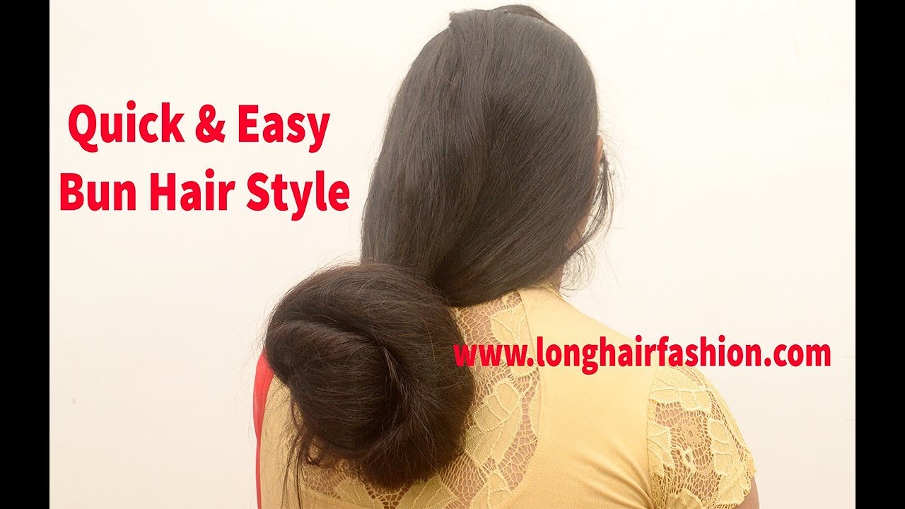 Quick & Easy Bun Tutorial | Indian Bun Hairstyle | Bun Style for School ...