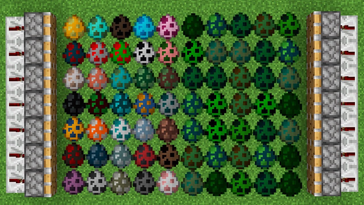 all eggs minecraft and x999 NEW creeper's eggs combined - YouTube