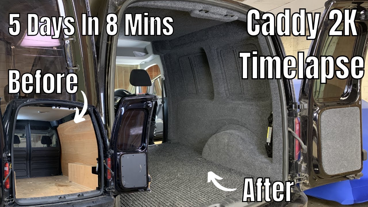 VW CADDY INTERIOR IN 8 MINUTES Sound Deaden Carpet Lining Day Van Micro ...