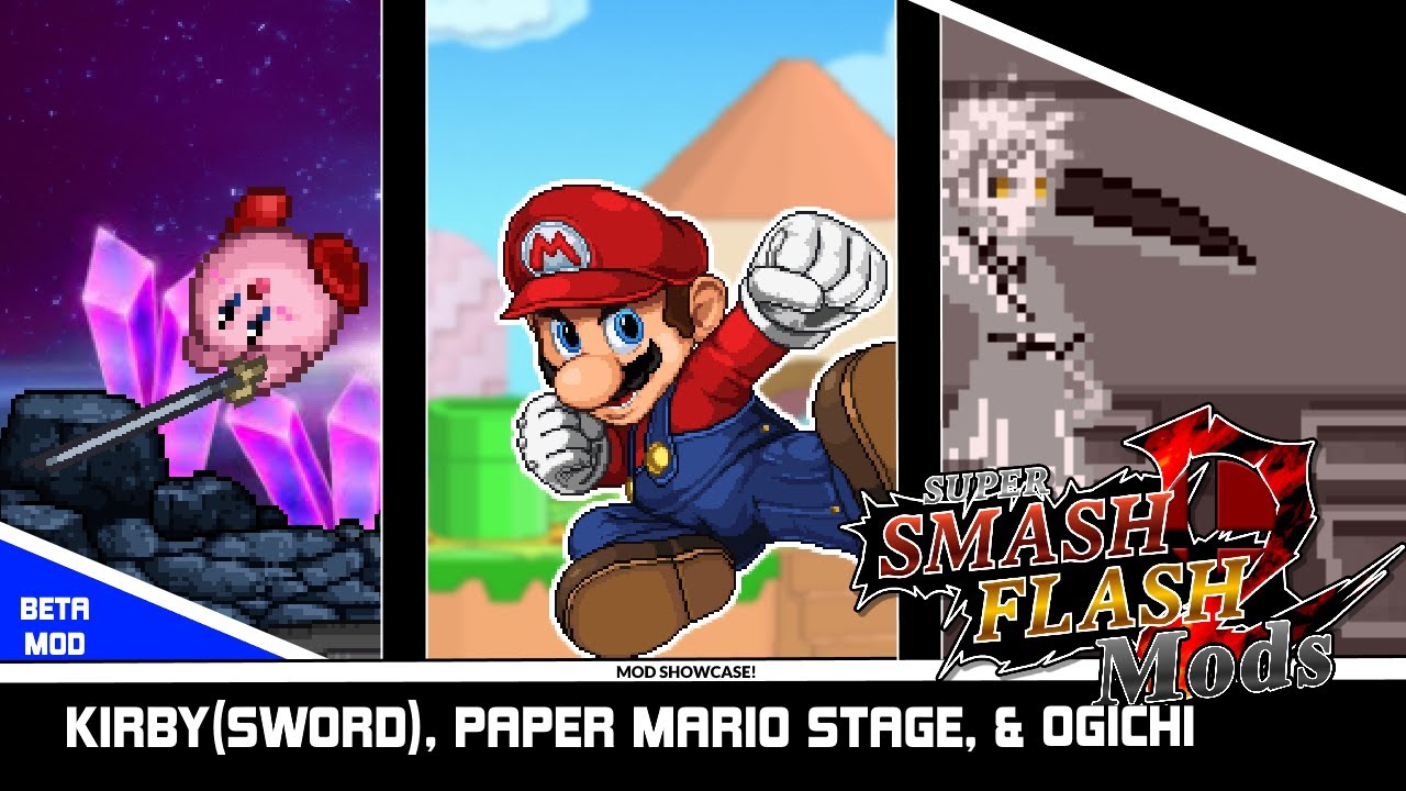 SSF2 Mod Showcase: Sword Kirby, Paper Mario stage & Ogichi! - YouTube