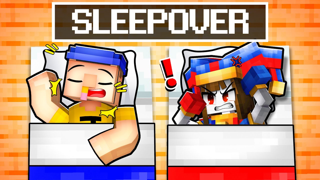 Having a SLEEPOVER with POMNI in Minecraft! - YouTube