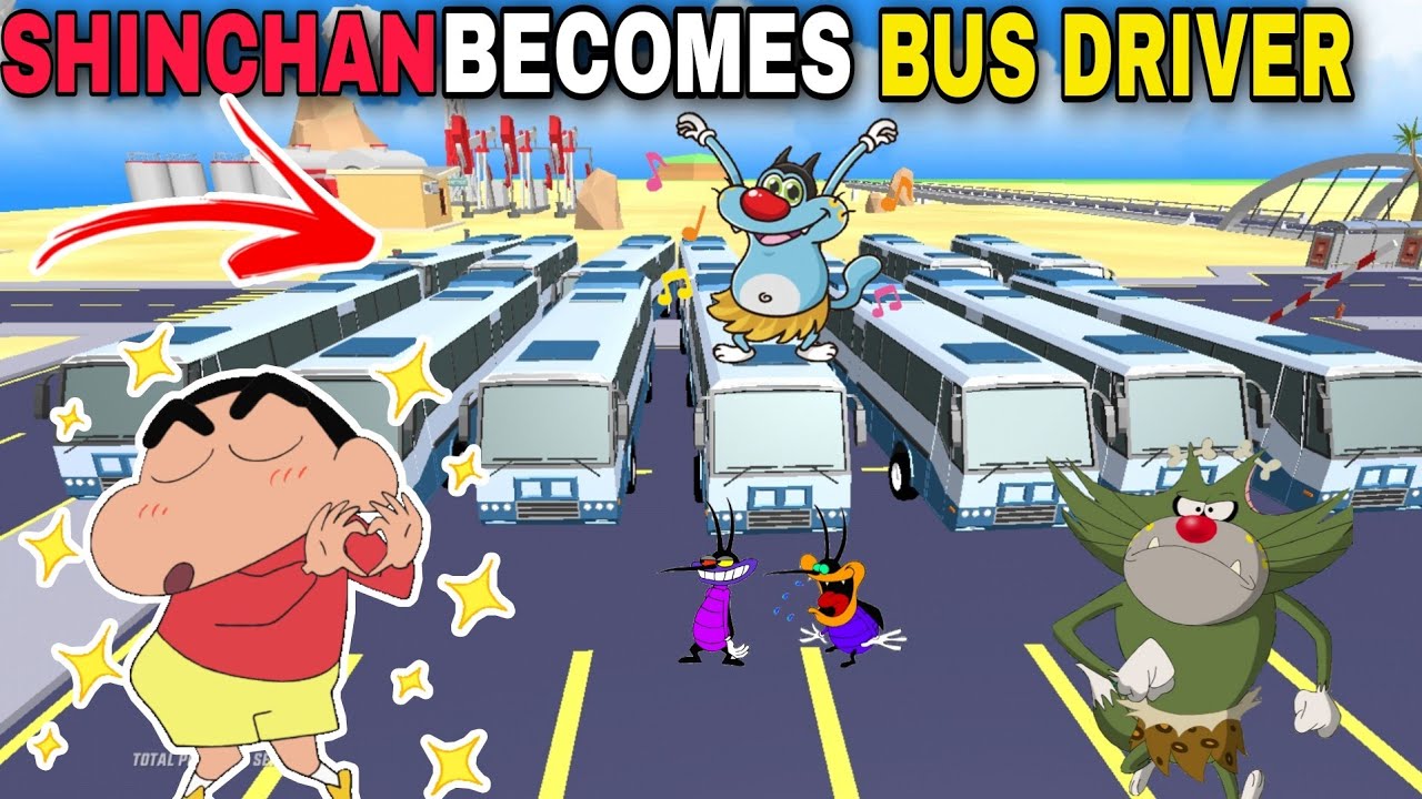 SHINCHAN AND OGGY BECOMES BUS DRIVER | DUDE THEFT WARS FUNNY GAMING ...