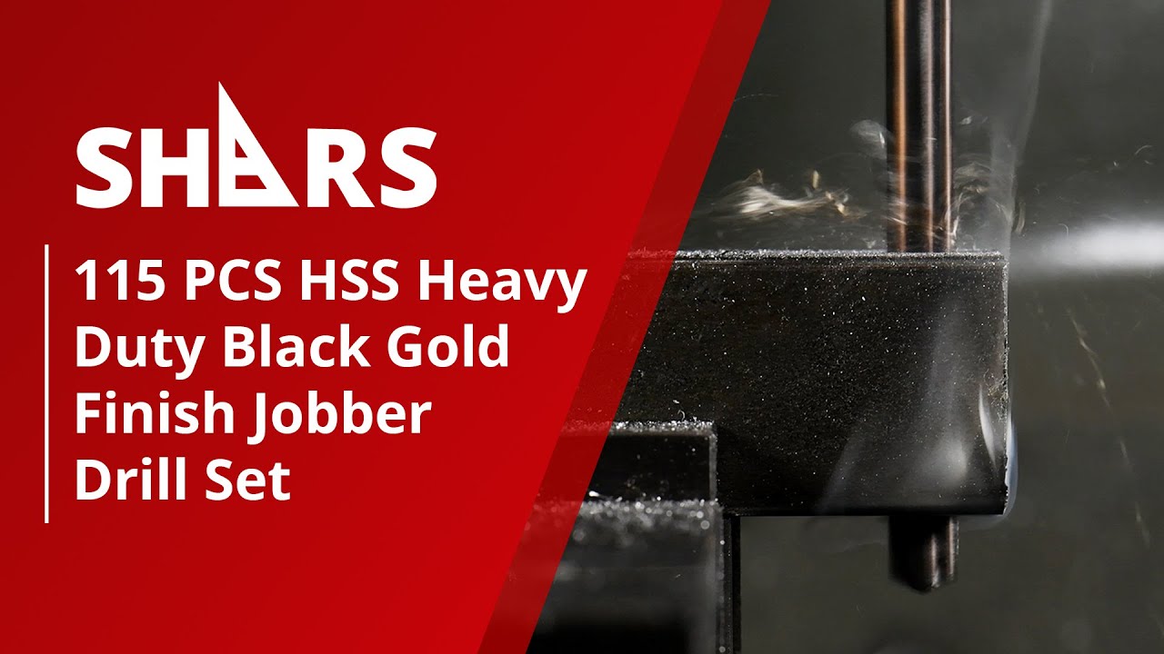 Shars 115 PCS HSS Heavy Duty Black Gold Finish Jobber Drill Set - YouTube