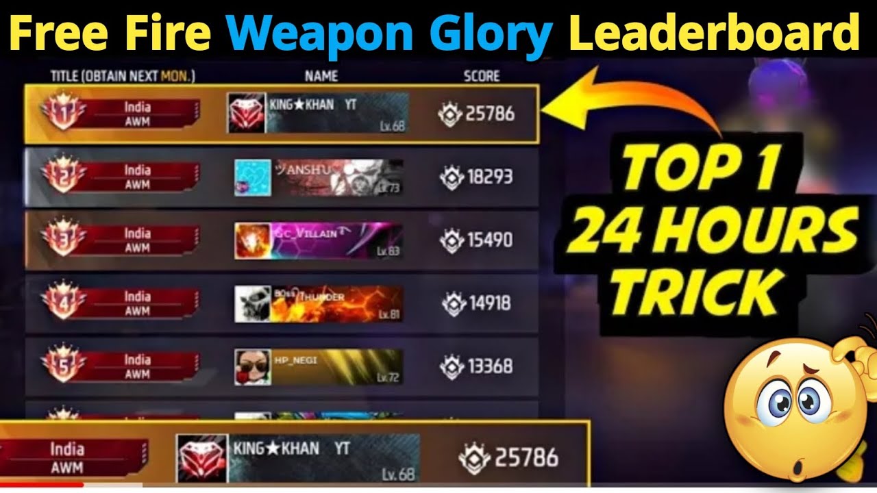 How To Get Weapon Glory Title In ff New Tricks | Get In Top 10 In ...