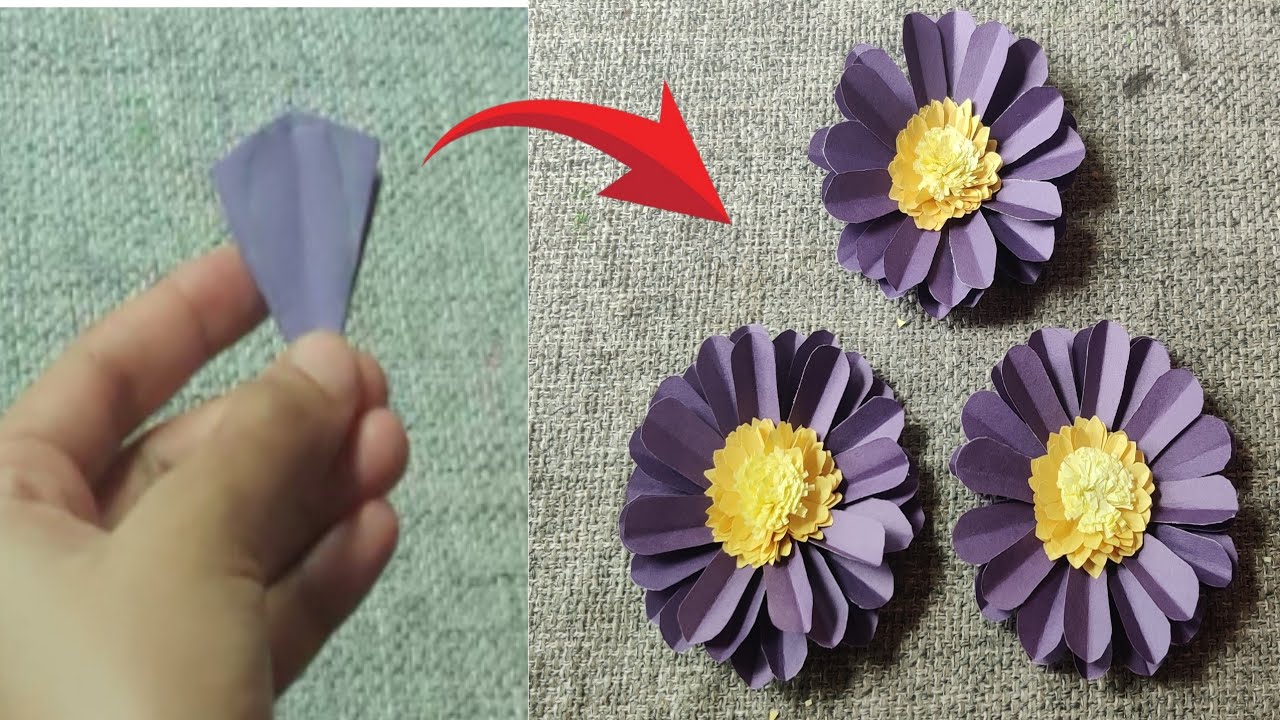 DIY paper flower craft|Paper purple flowers | art with nimra | - YouTube