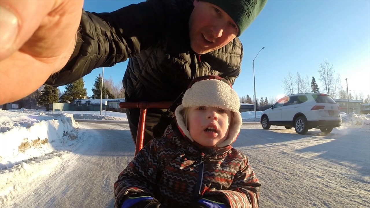 Kicksledding on an Icy Day - YouTube
