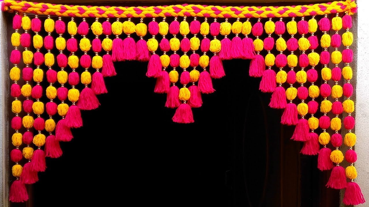 EASY DOOR TORAN FROM WOOLEN DIY DOOR HANGING TORAN FROM WOOLEN - YouTube