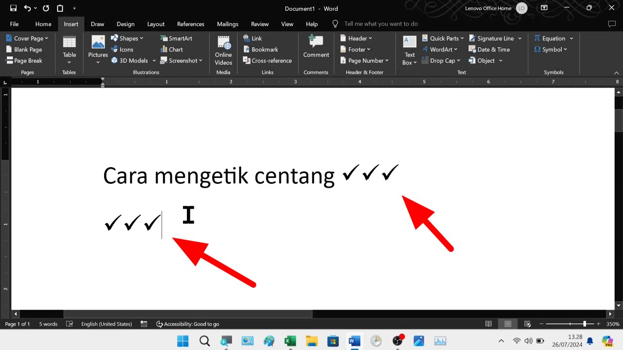 Tutorial Mengetikkan Centang Atau Ceklis di Lembar Microsoft Word - YouTube