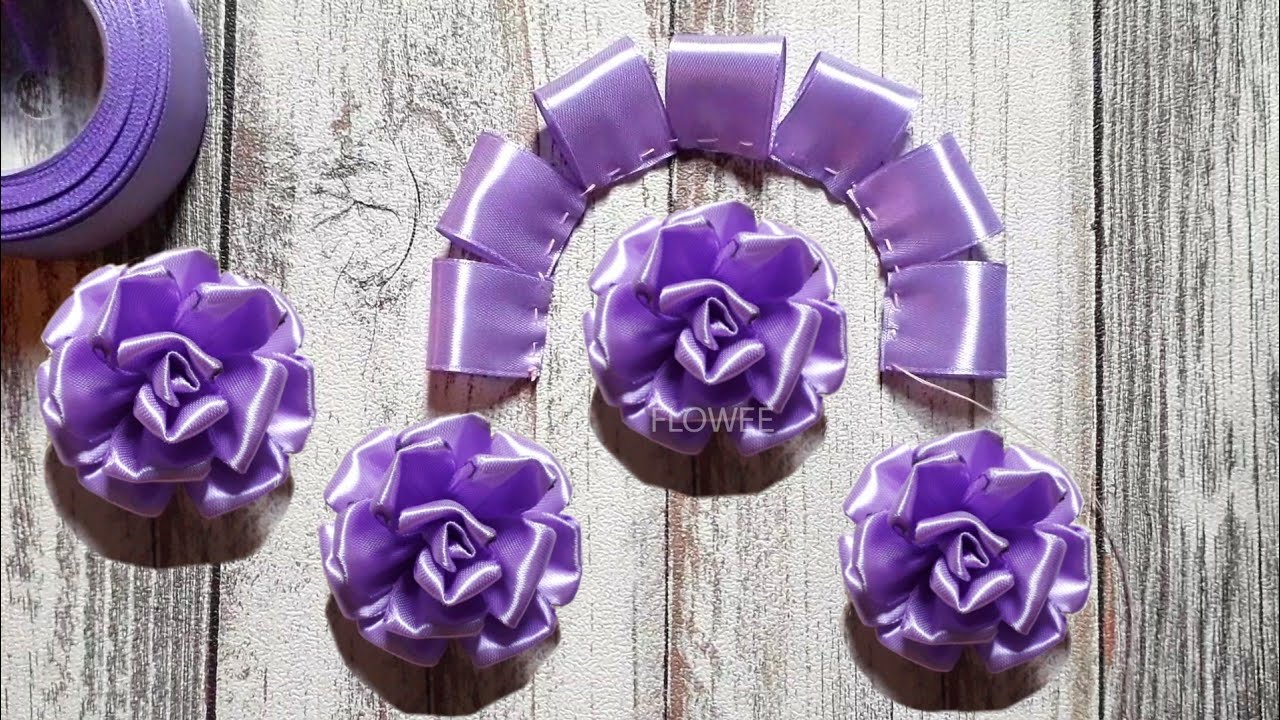 Whole Ribbon Rose - Ribbon Flowers - How to make an easy ribbon rose ...