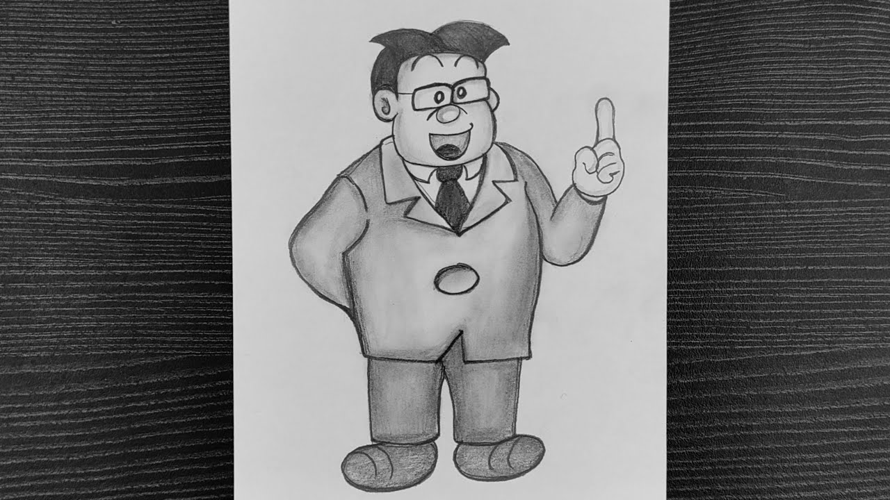 How To Draw Nobita Teacher Drawing // Doraemon Drawing Easy // Cartoon ...