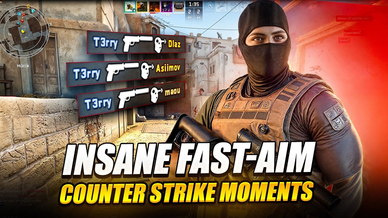 INSANE FAST AIM COUNTER-STRIKE MOMENTS #1 (NO SCOPES, 1 DEAGS, 180 ...