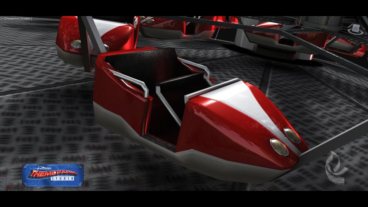 Theme Park Studio Huss Troika Flat Ride Model and Animation - YouTube