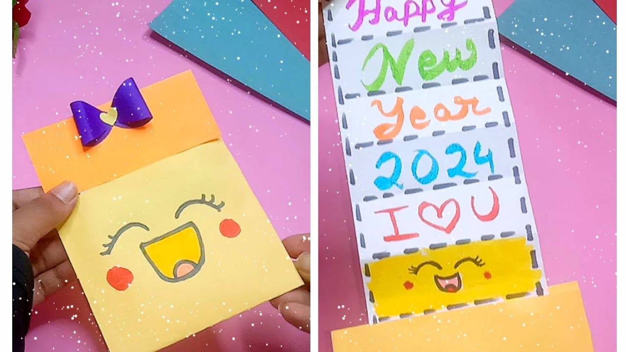 How to make a simple new year card | DIY new year card | Easy new year ...