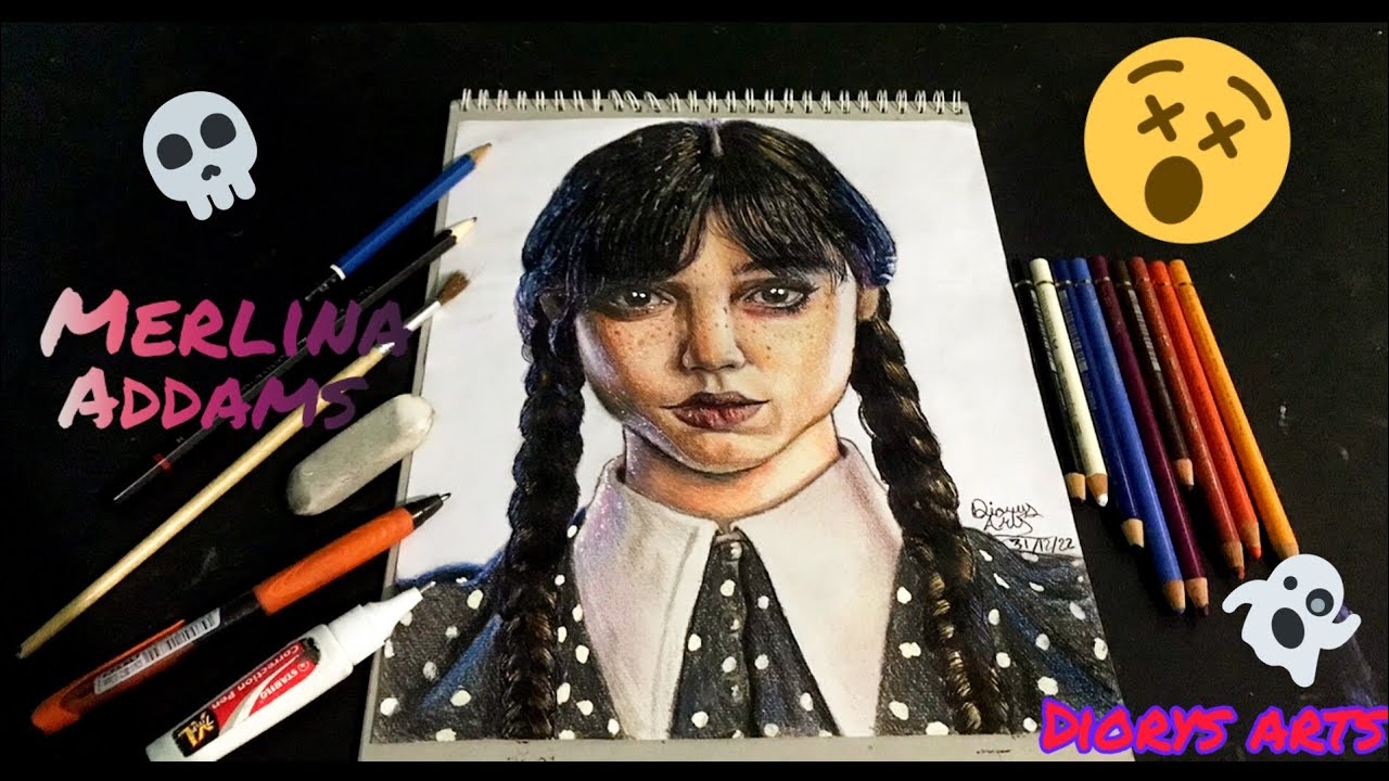 "Mi último dibujo del 2022" como dibujar a Merlina Addams (Merlina ...