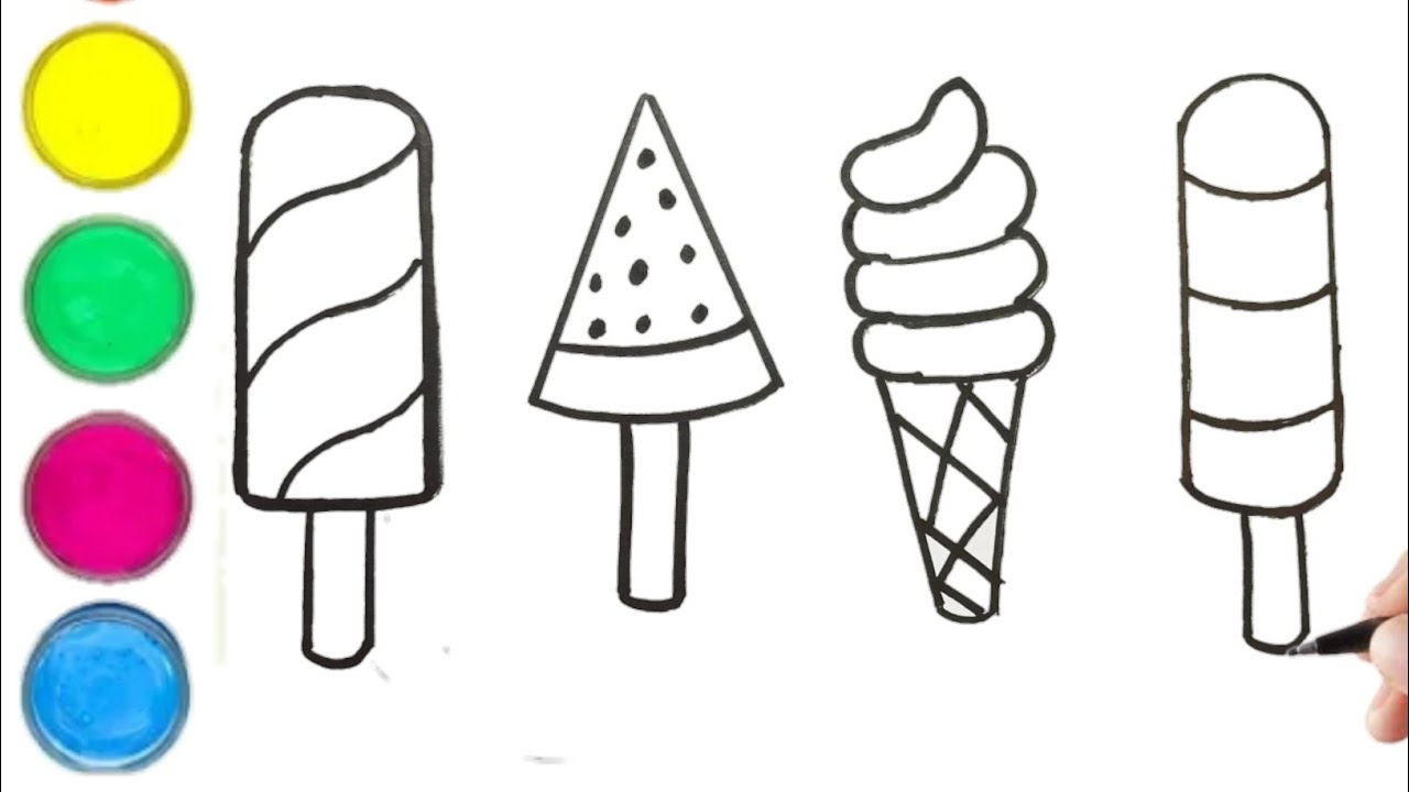 Easy Drawing Ice Cream For Kids And Toddlers || Beautiful Drawing Step ...