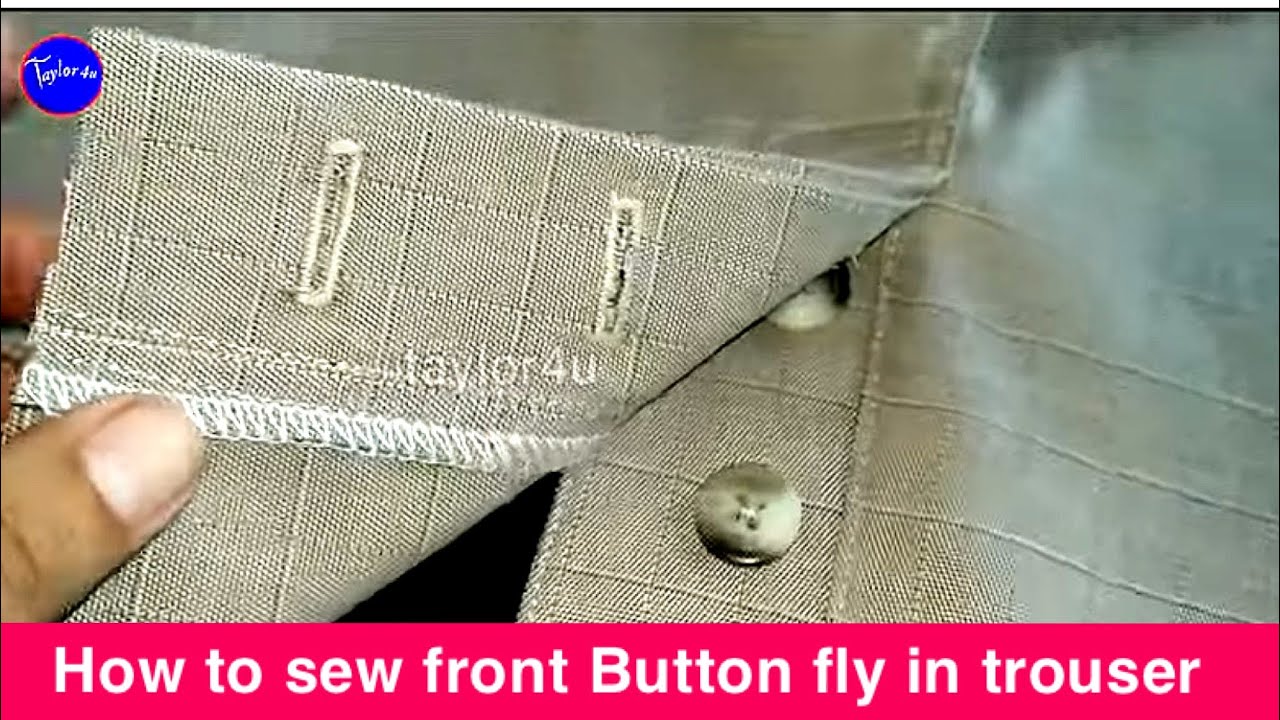 how to sew button front fly in trouser | button wali front fly - YouTube