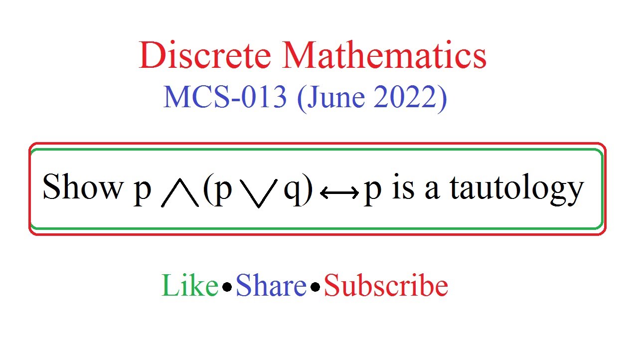 Solution - Q2 (c) || MCS 013 June 2022 || Boolean Algebra || Discrete ...