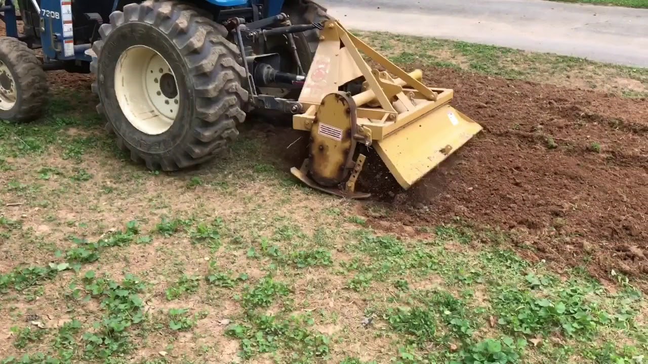 Tilling the front lawn - YouTube