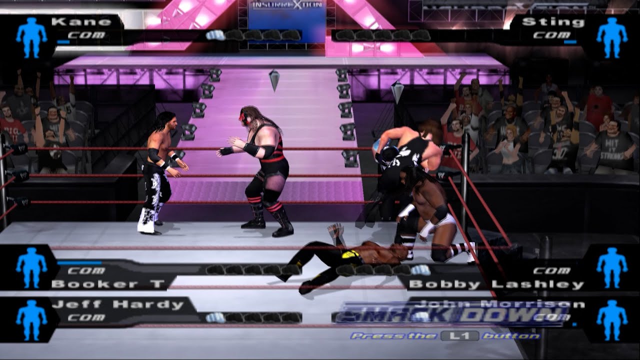 Captain Fall Tornado Tag Match | Kane, Booker T, Jeff Hardy Vs Sting ...