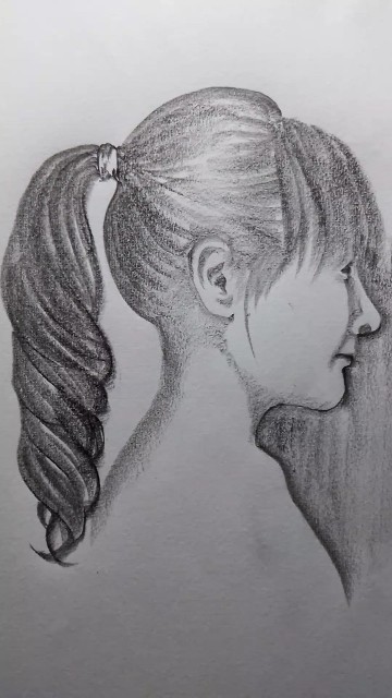 Girl drawing ||drawing girl side view ||hair drawing #art #drawing # ...