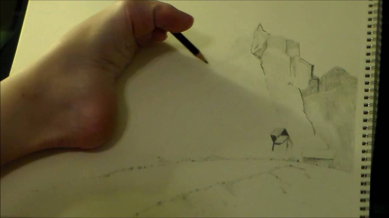 Drawing with no arms: Mountain Landscape - YouTube