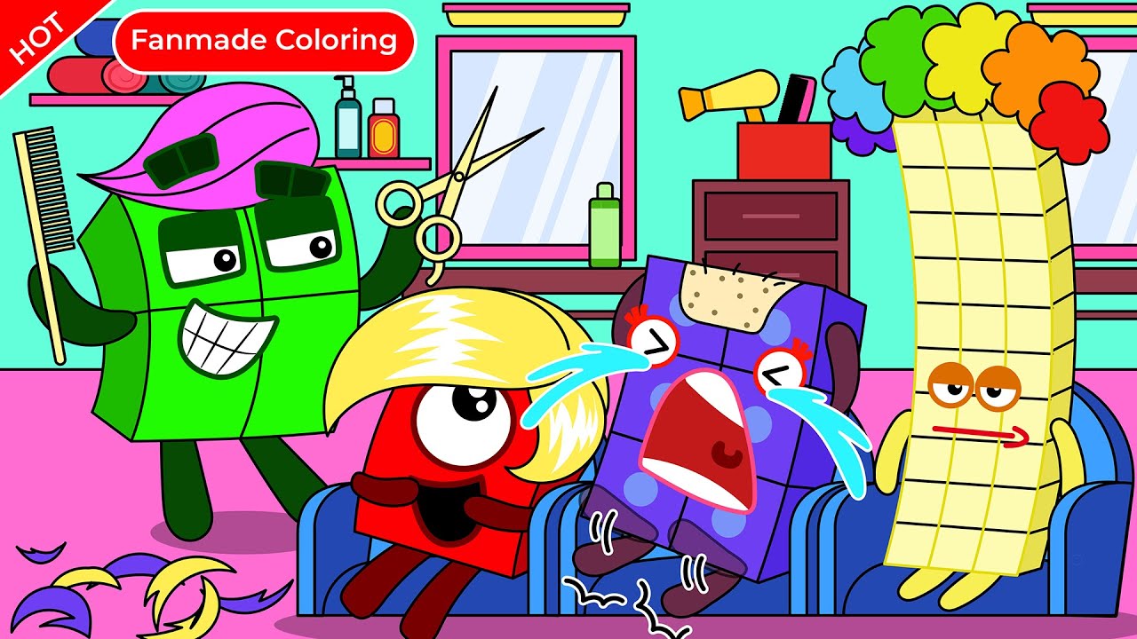 Numberblocks 4's Hair Salon | Numberblocks Fanmade Coloring Story - YouTube