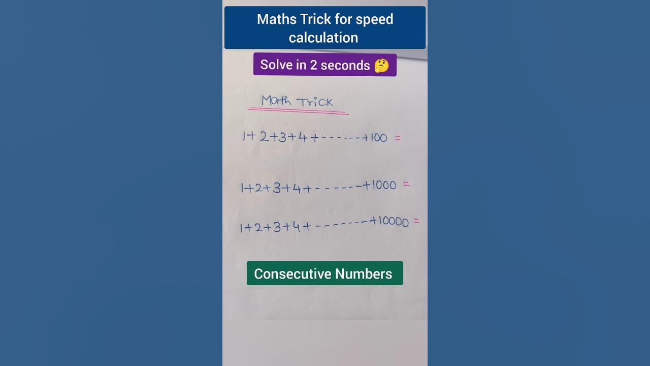 Maths Trick for speed calculation/Consecutive numbers#shorts#ytshorts#maths#mathstricks#math# ...