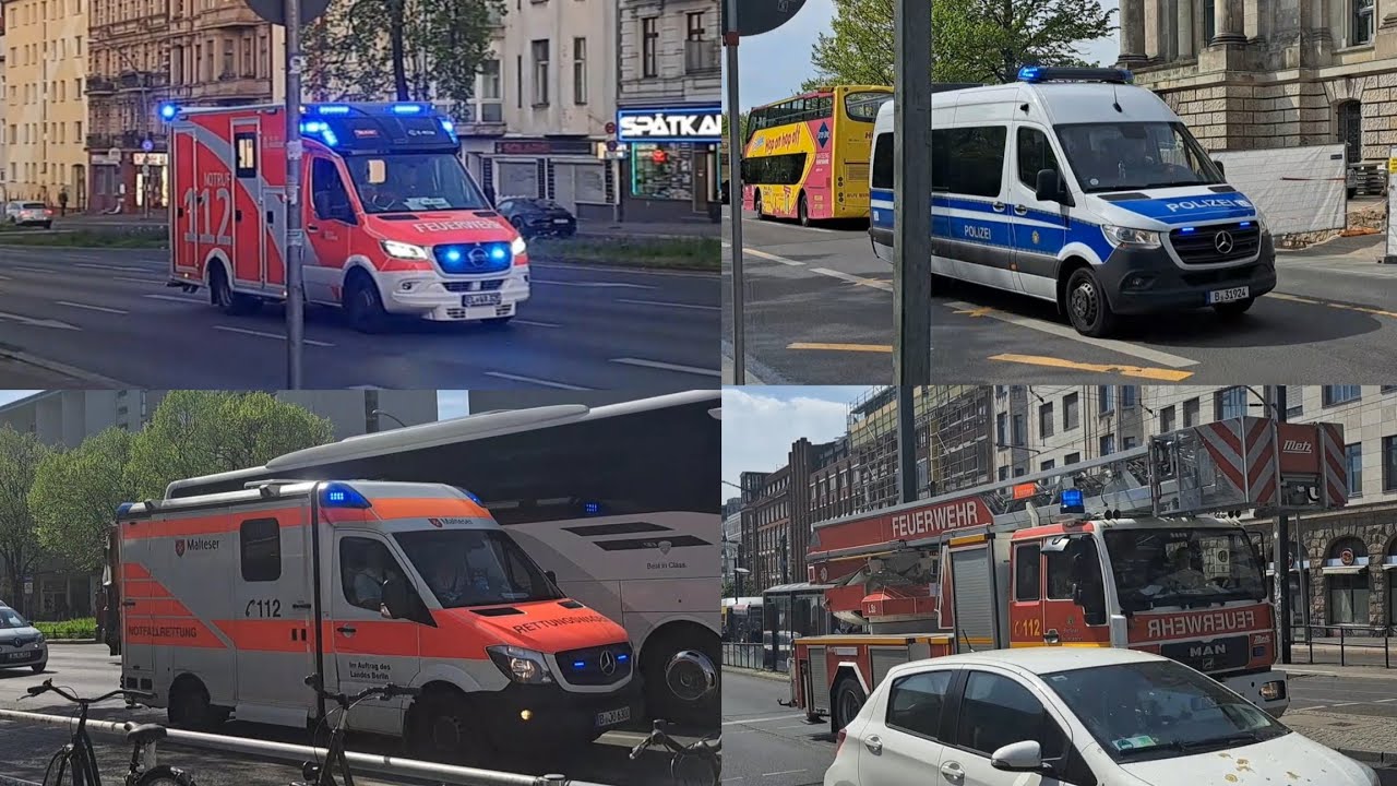 Many emergency services rushed to various reports in Berlin - YouTube