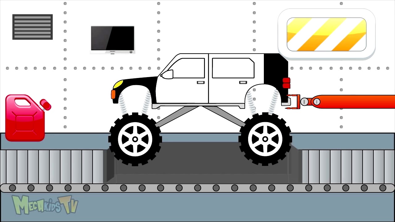 Police Truck Toy Factory Monster Trucks For Children Mega Kids Tv - YouTube