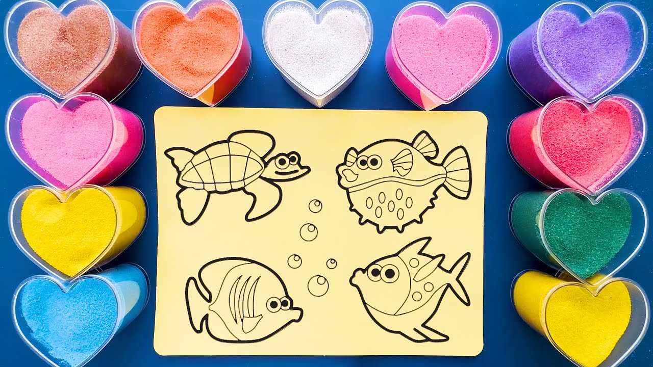 Fish coloring sand painting | step one - YouTube