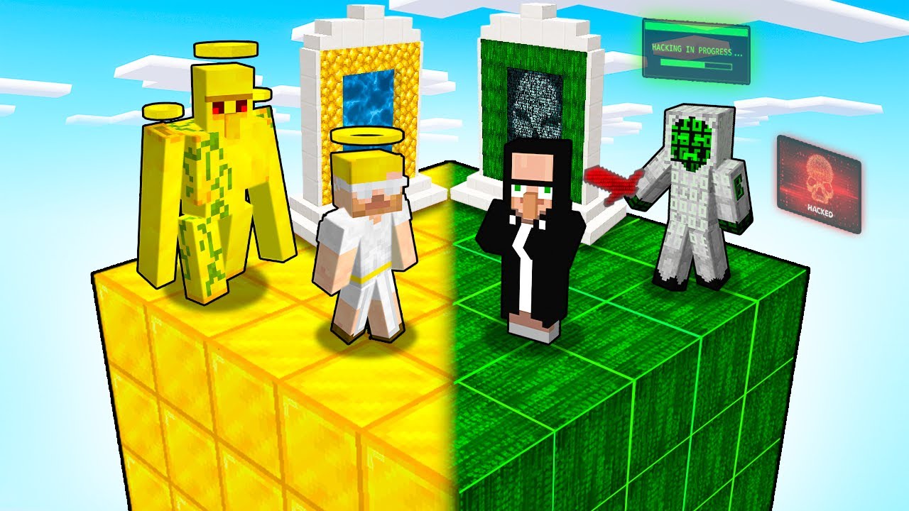 GOD vs HACKER One Chunk Batlte in Minecraft.. - YouTube
