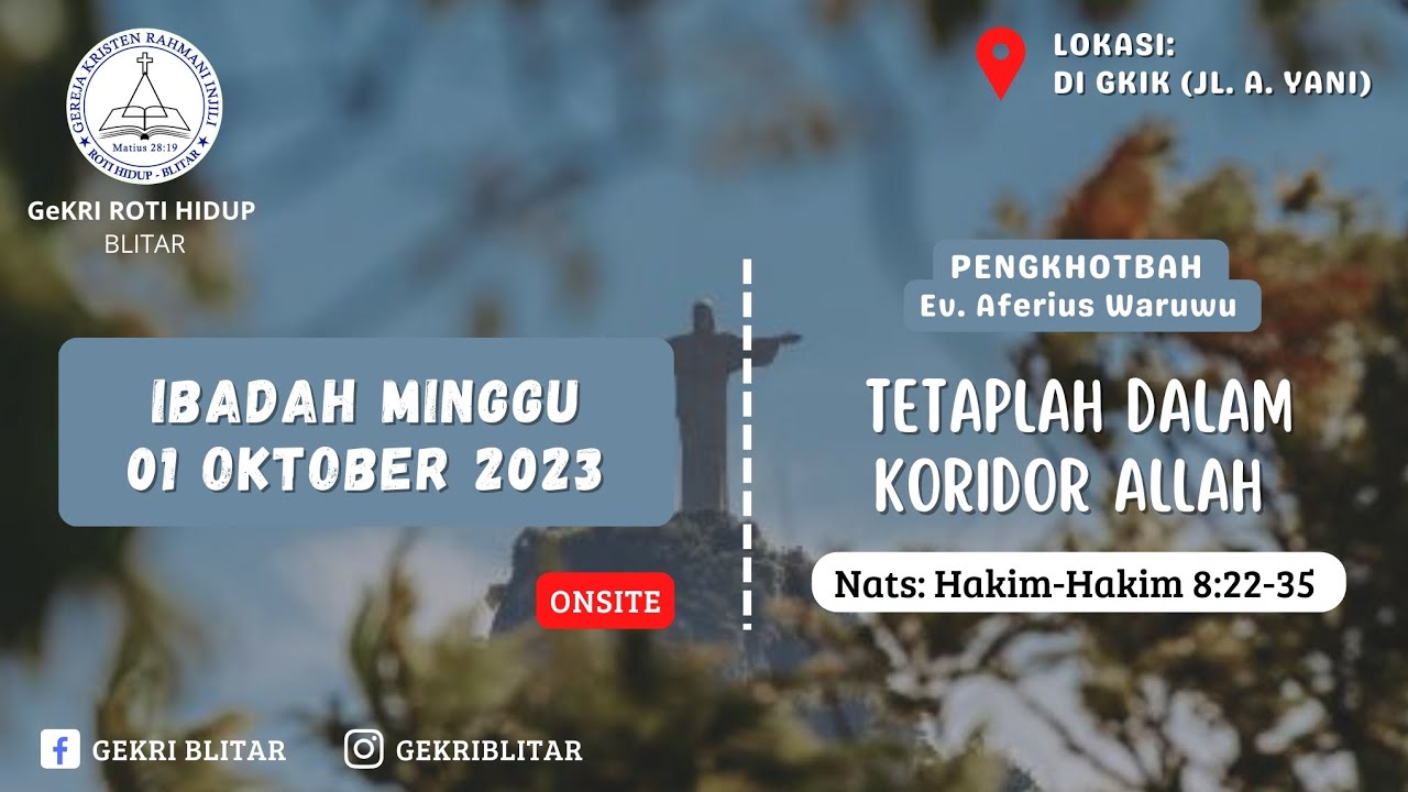 Khotbah Umum Ev. Aferius Waruwu 01 Oktober 2023 - GeKRI BLITAR - YouTube