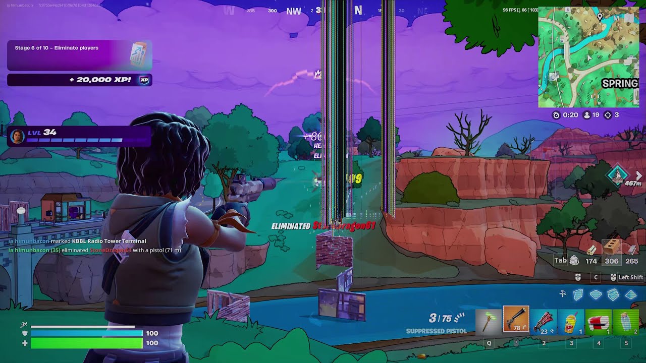 plays fortnite on smashed up screen - YouTube