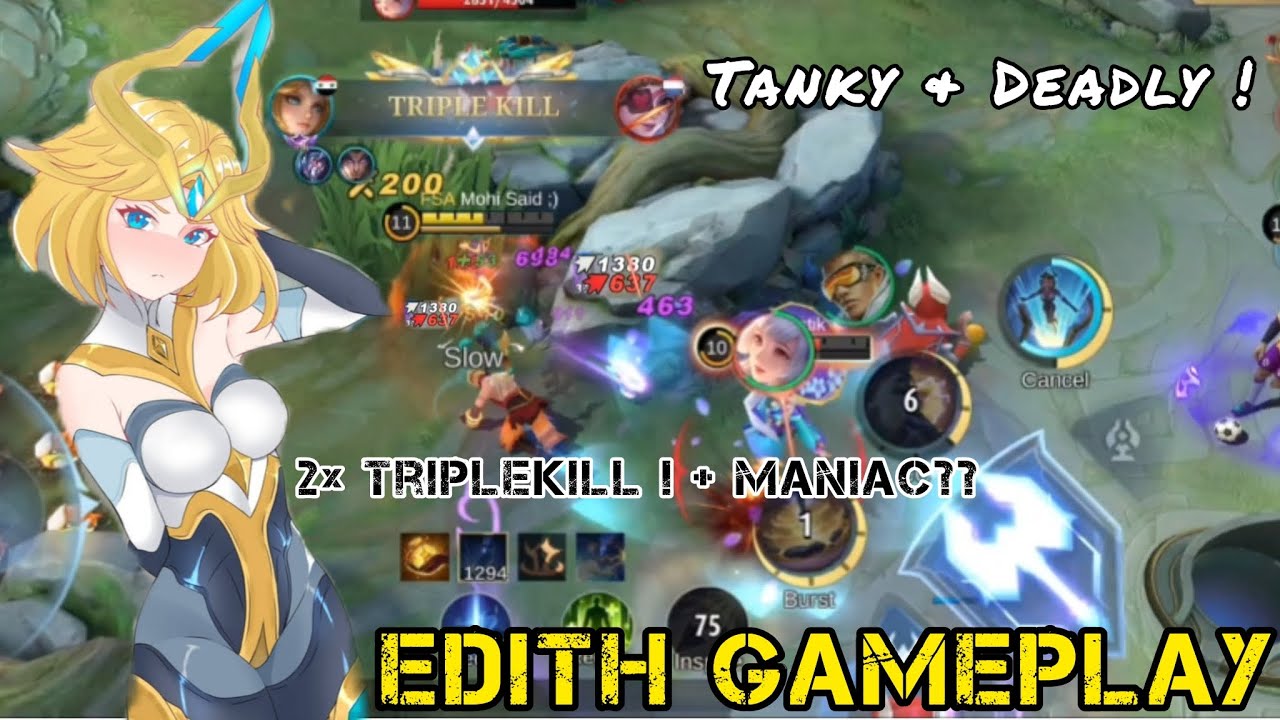 Edith Gameplay, Roamer + MVP ? Deadly Damage with tank build! Top 1 ...