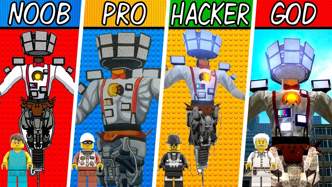 LEGO PIXELART TV Man MECHA BOSS - Noob, Pro, Hacker, GOD! | (Skibidi ...