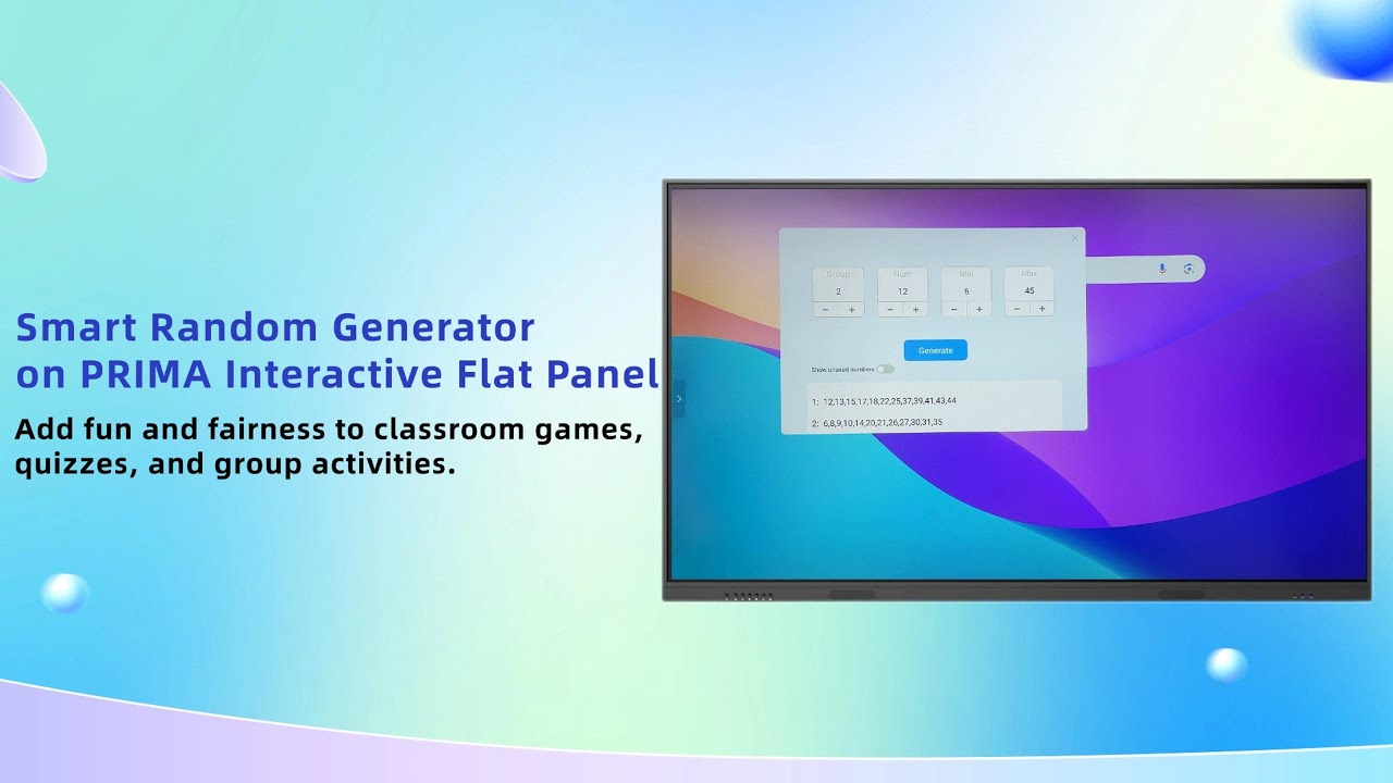 Smart Random Generator on PRIMA Interactive Flat Panel# ...